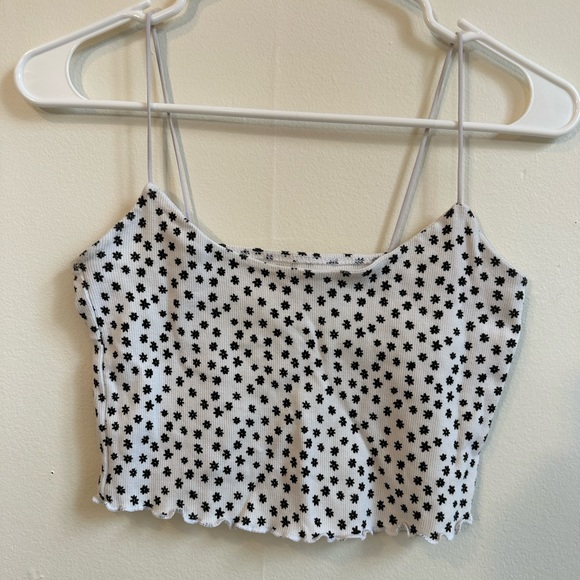 Tops | Pacsun Blackwhite Flower Crop Top Womens M | Poshmark